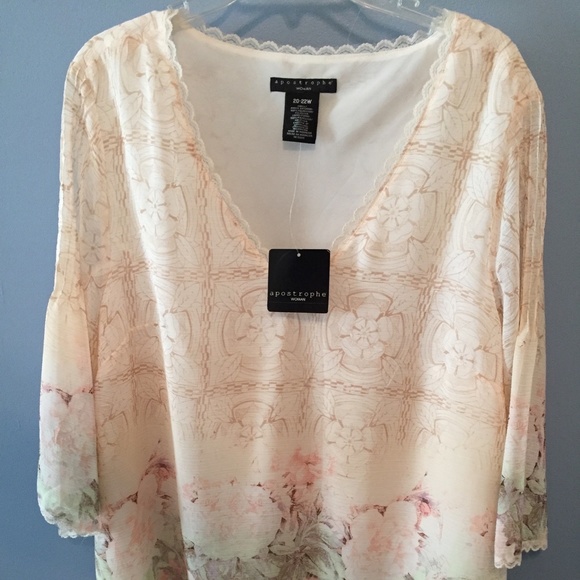 Apostrophe | Tops | Nwt Apostrophe Blouse Sz 222 W Tie Back New Wtags ...